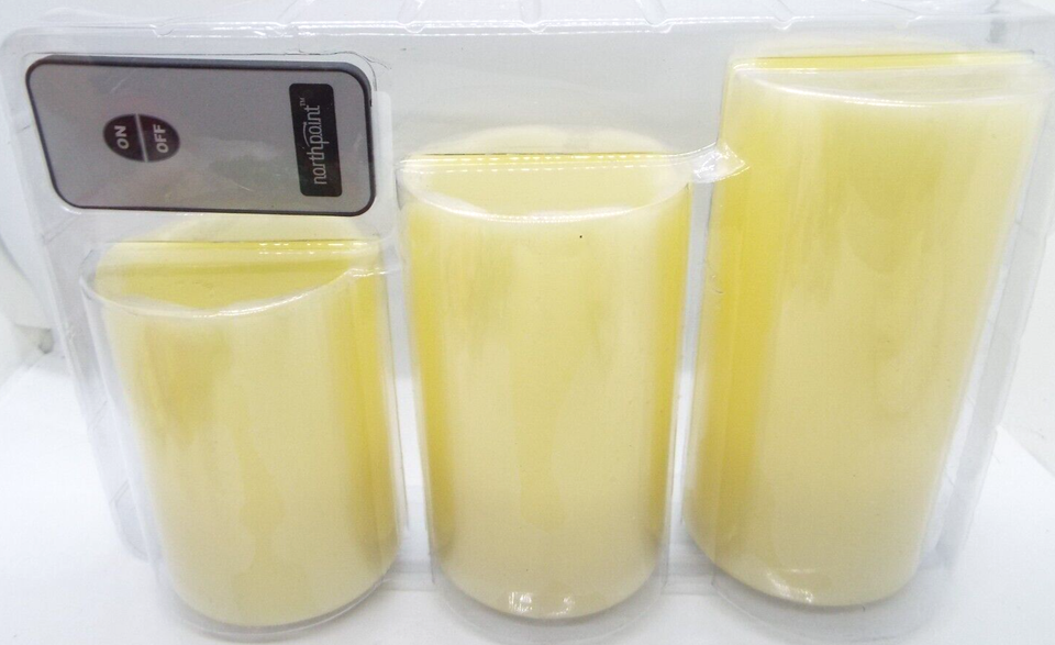 Northpoint Flameless Led Flicker Candle Set of 3 W/Infrared Remote ...