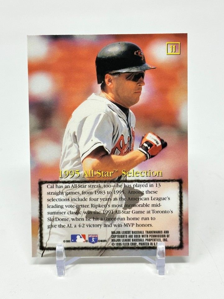1995 Fleer Baseball Cal Riken Jr Emotion All-Star Selection Card #11 NM ...