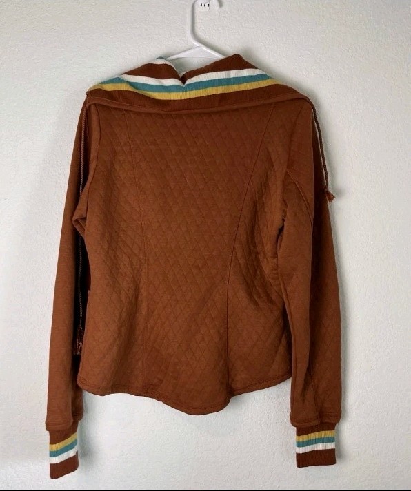 Rank 45 quilted sweatshirt jacket pumpkin rust full zip womens size M ...