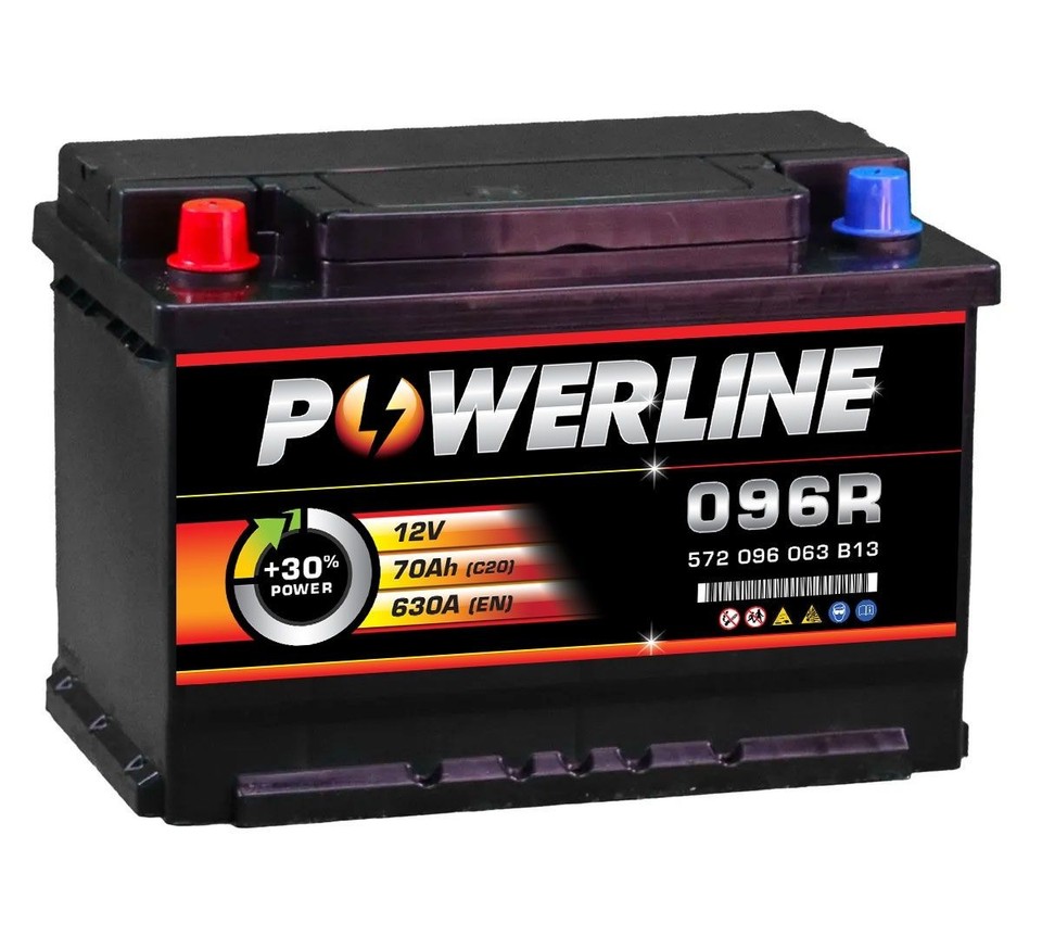 Car Battery 096R Powerline 096R 630A 70Ah 4Yr Warranty 278x175x190 ...