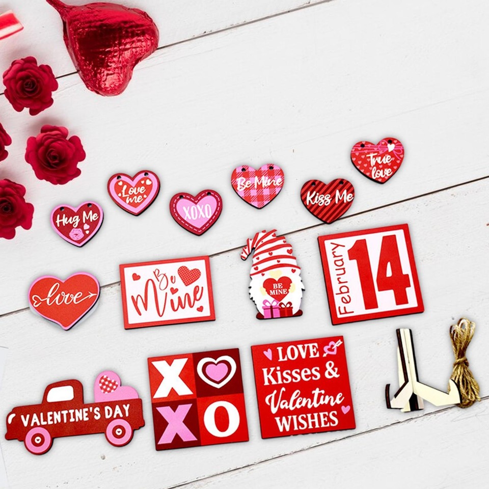 Valentines Day Tiered Tray Decor Love Heart Signs Rustic Sweet Wooden ...