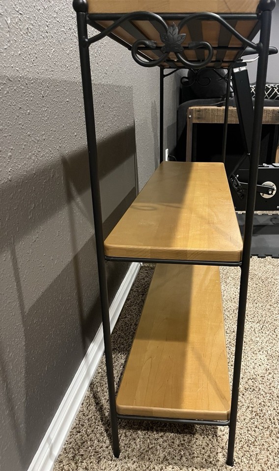 Longaberger Wrought Iron 3-Tier Book Case Shelf with Light Stain Wood ...