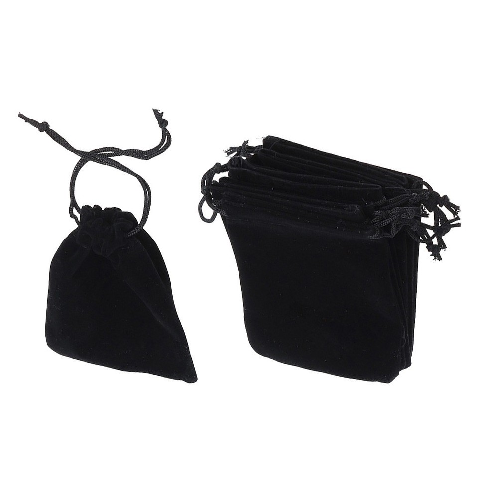 30 Pcs Drawstring Flocking Bags Black Cloth Pouches for Jewelry Gift ...