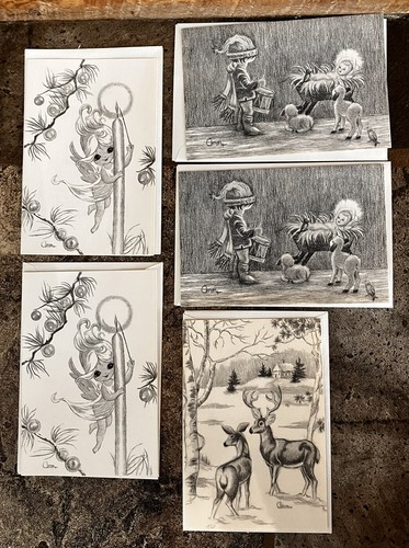Lot of 5 Vintage Ann Adams Christmas Greeting Cards Angel Drummer Boy ...