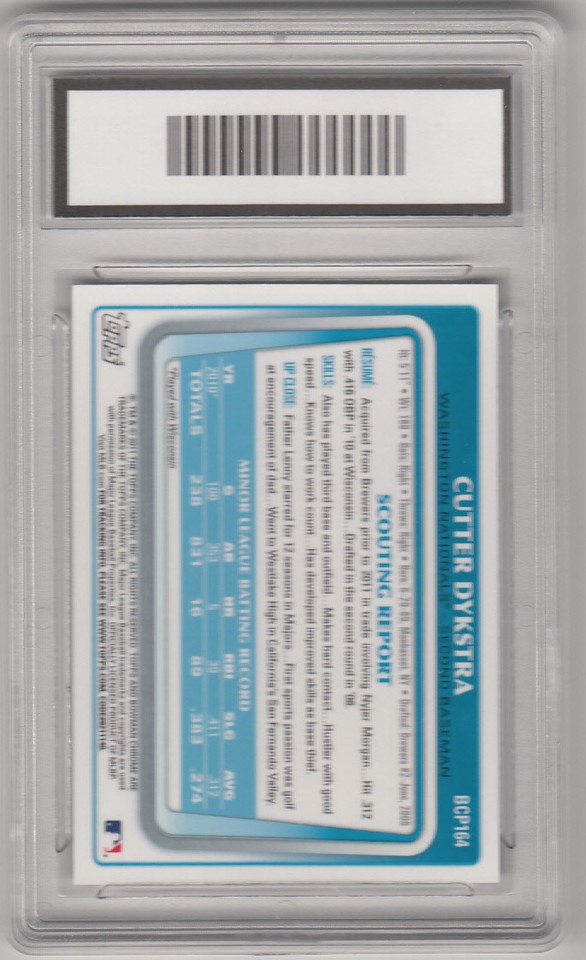 2011 Bowman Chrome #BCP164 Cutter Dykstra Autohgraphed Rookie GMA ...