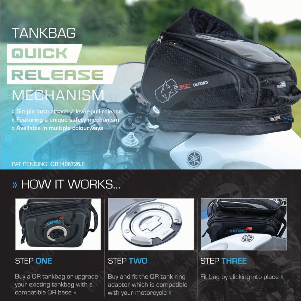 Tank Bag OXFORD 20L + Flange TYP2 For Aprilia 1000 Caponord Raid 2001 ...