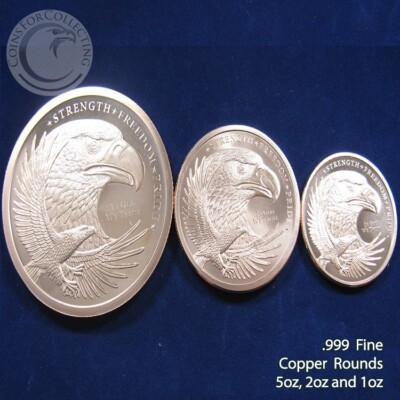 "Eagles" 3 Round Set" .999 Copper Rounds 5oz, 2oz and 1oz - 3 Rounds | eBay
