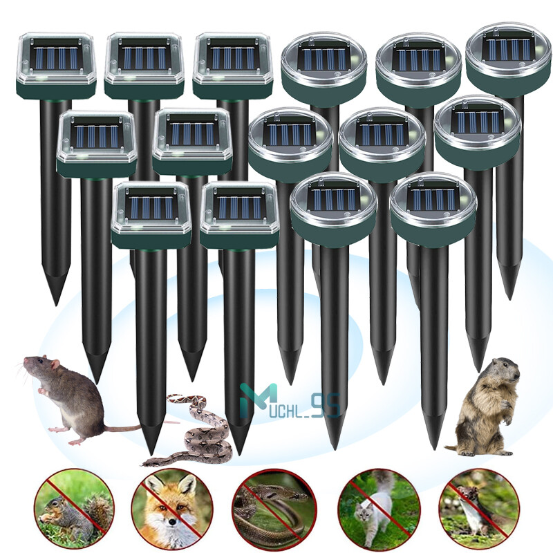 2-10PCS Solar Power Ultrasonic Animal Mice Gopher Pest Snake Repellent ...