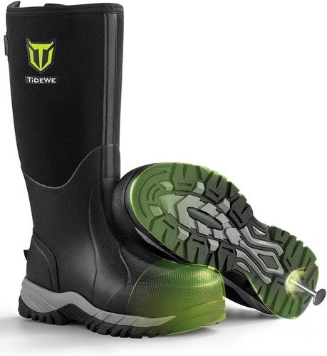 TIDEWE Men’s Waterproof Work Boots Steel Toe Puncture-Proof Rubber ...