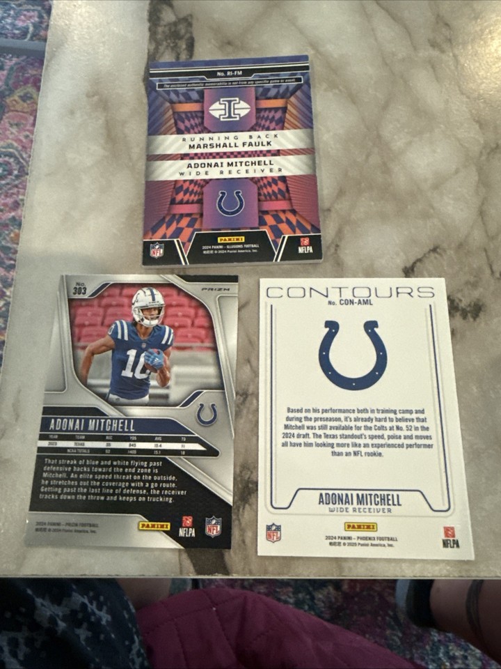 Adonai Mitchell Marshall Faulk Dual Jersey Card Numbered 136/199 And 2 Cards | eBay