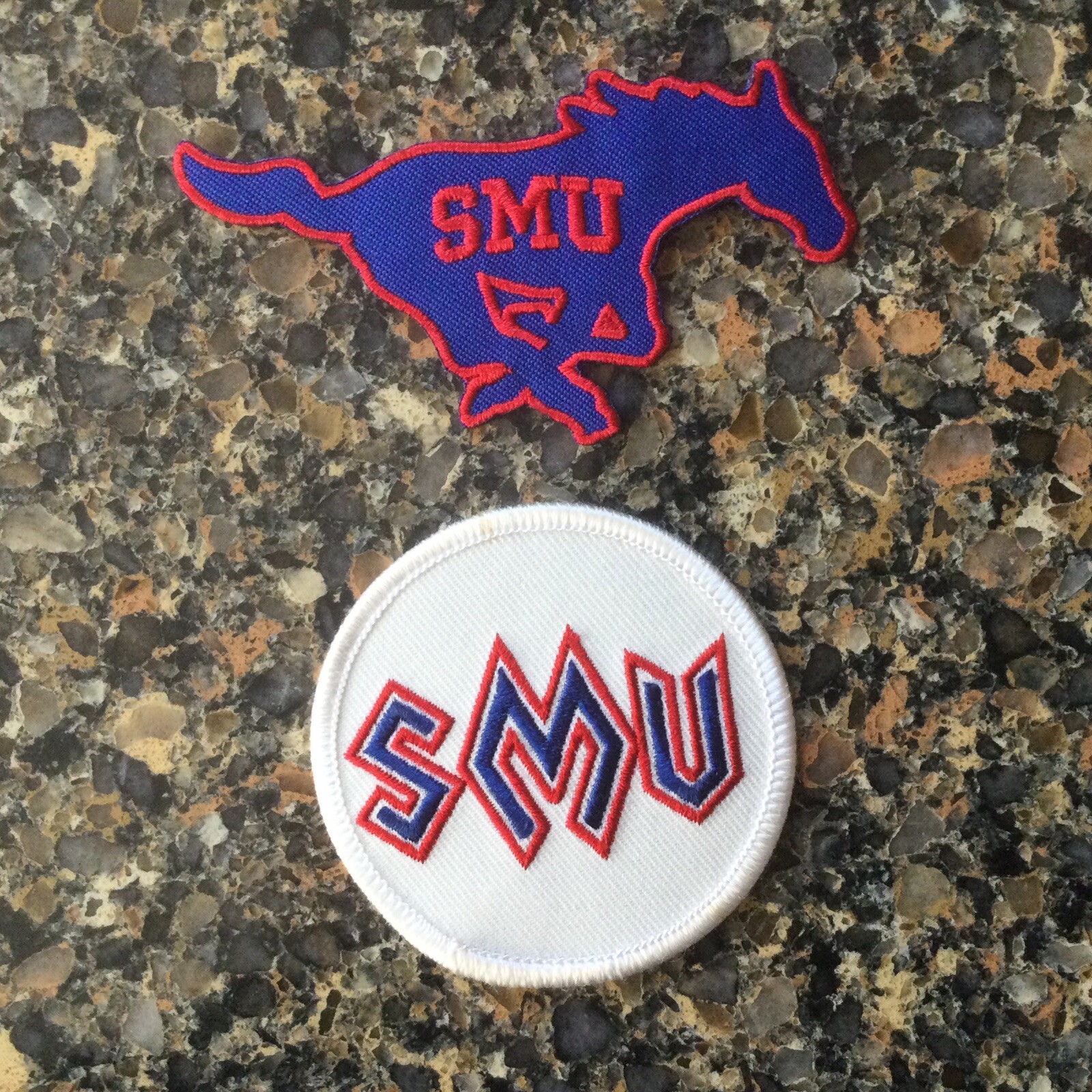 (2) SMU Southern Methodist Mustangs EMBROIDERED IRON ON PATCHES Patch ...