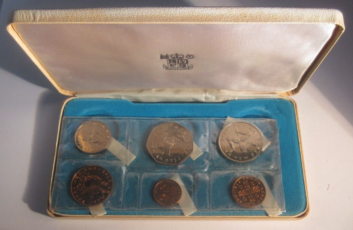 1971 Isle of Man Decimal Proof 6 Coin Set Sealed in Original Royal Mint ...