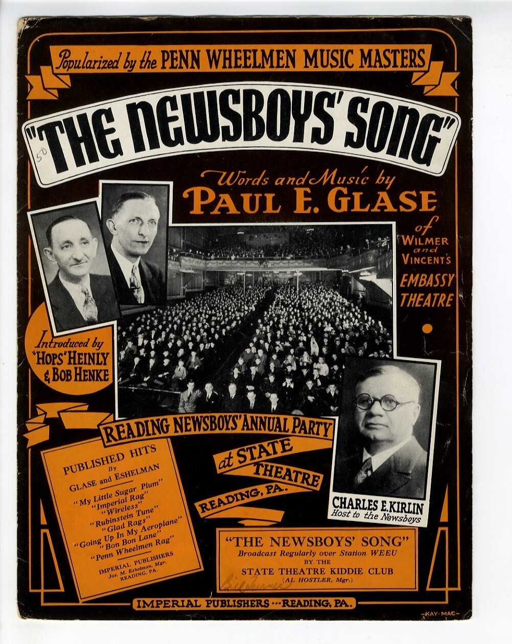 CHILD LABOR NEWSPAPER Sheet Music 1939 The Newsboys Song READING ...