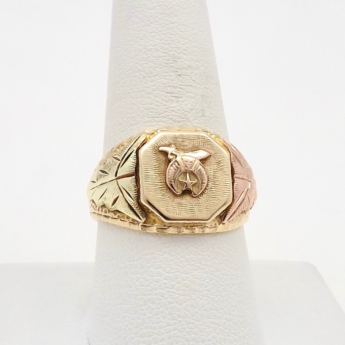 Landstroms 10k Black Hills Tricolor Gold Masonic Shriners Mens Ring ...