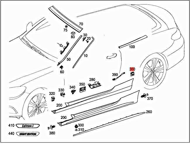 Genuine MERCEDES A205 C205 C-CLASS Convertible A205 Mounting clip ...