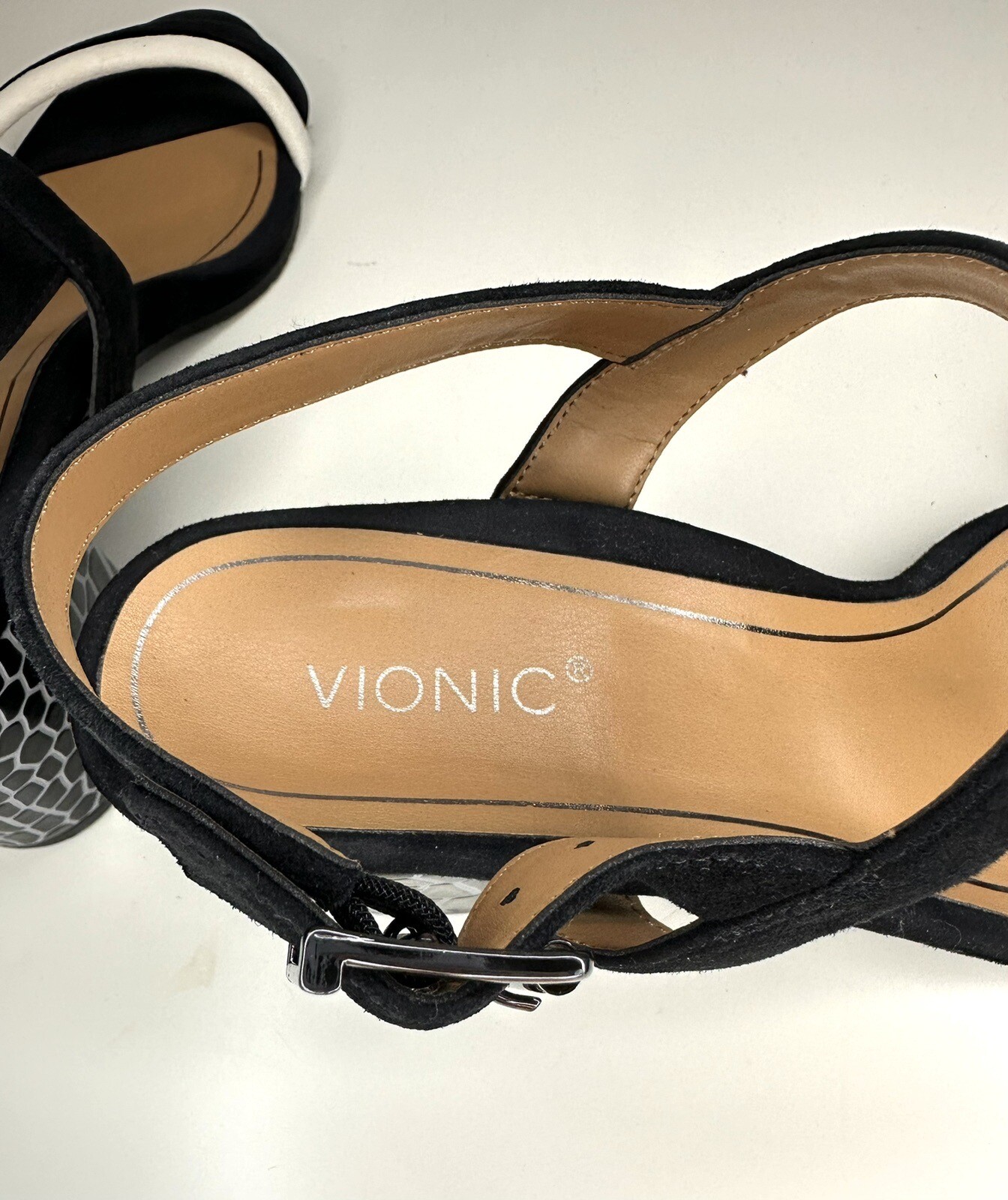 Vionic Black Suede Paula Side Croc Slingback Sandals … - Gem