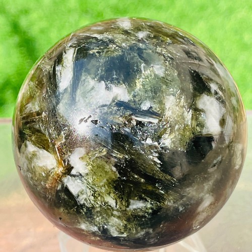 297g Natural Rare Green Tourmaline Mica Symbiotic Crystal Sphere Energy ...