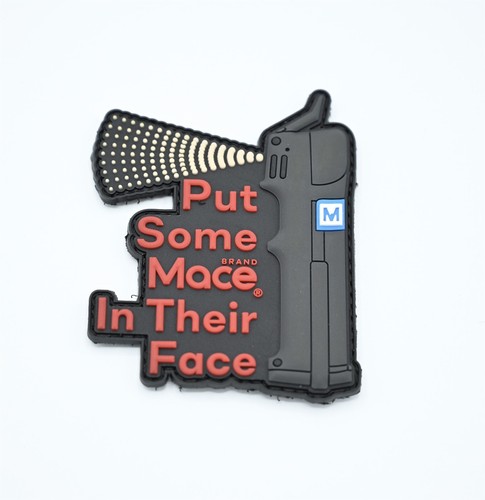 MACE BRAND "PUT SOME MACE IN THEIR FACE" LOGO PATCH HOOK/LOOP BACKING ...