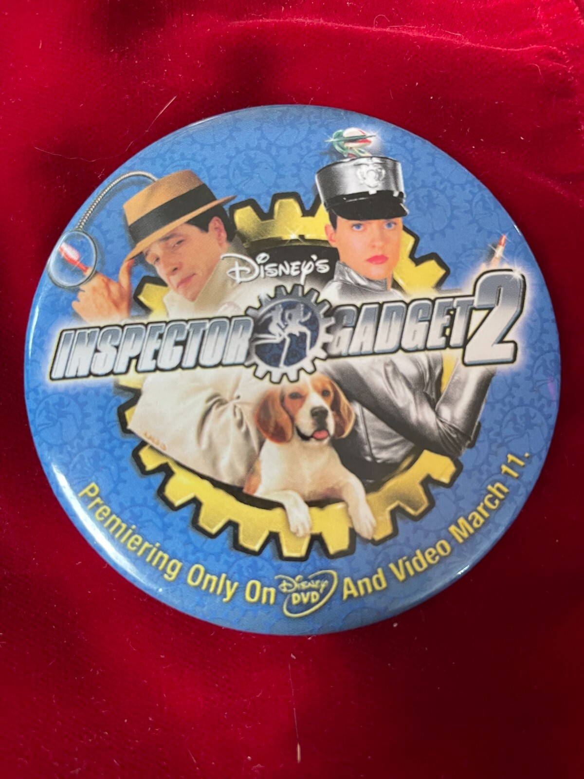Vtg Disney Inspector Gadget 2 DVD Release Promo French Stewart Pinback ...