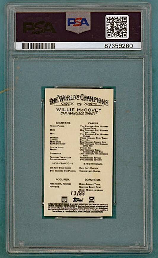 2022 Topps Allen & Ginter Chrome Willie McCovey Mini Green Ref /99 #129 ...