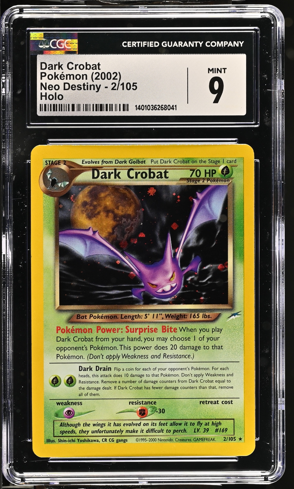CGC 9 MINT Dark Crobat 2002 Neo Destiny 2/105 Holo Rare Pokemon Card ...
