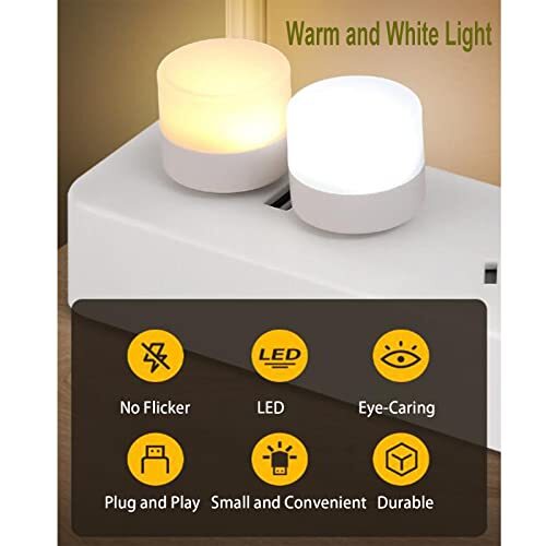 6 Pack USB Night Light Mini LED Bulb Plug In Lamp for Bedroom Bathroom ...