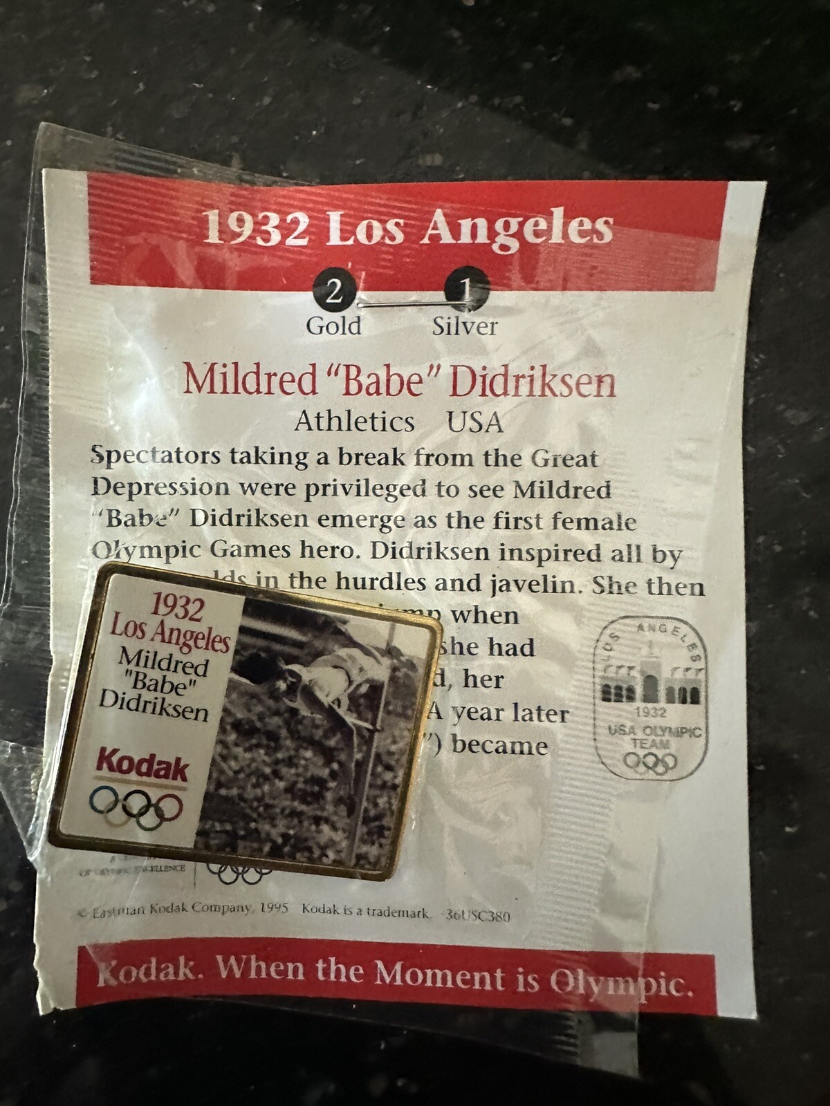 kodak olympic pin, Mildred Bane Didriksen. 1932 Los Angeles. | eBay