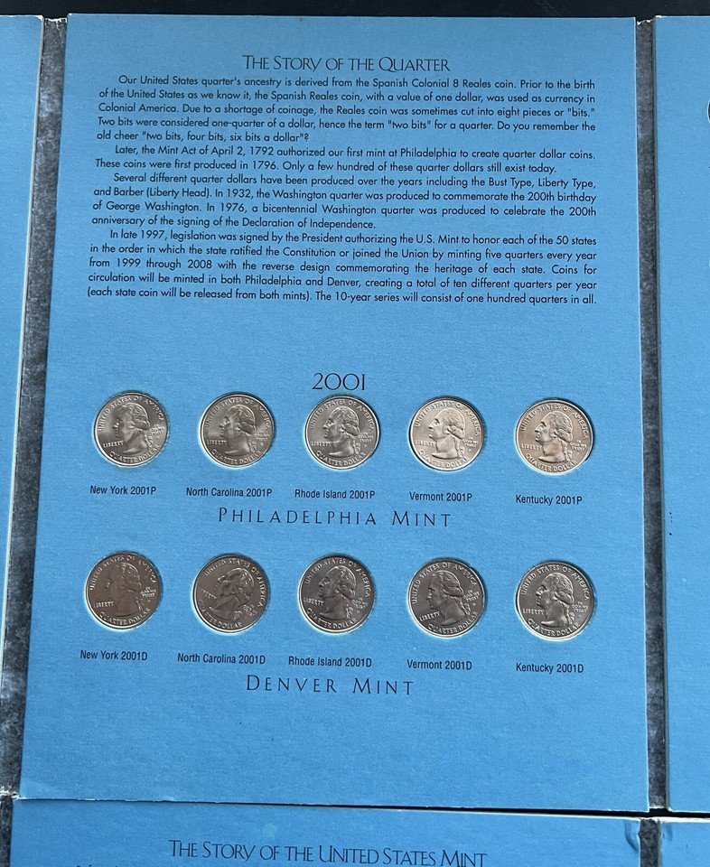 WASHINGTON QUARTERS STATE COLLECTIONS 1999-2008 VOLUME 1 & II 2Albums ...