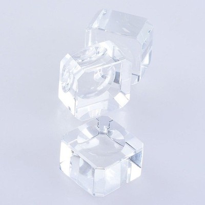 Clear Glass Square Dimple Block Stand for Crystal Ball Unique Display ...