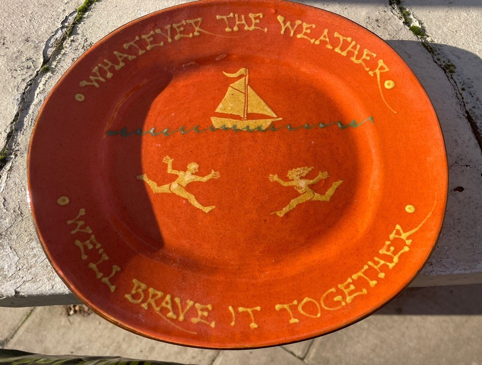 PRUE COOPER Motto Slipware Vintage 1970s Ceramic Pottery Platter Signed ...