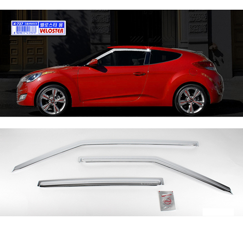 Chrome Rain Wind Window Guard Visor Vent 3p For 11 17 Hyundai Veloster ...