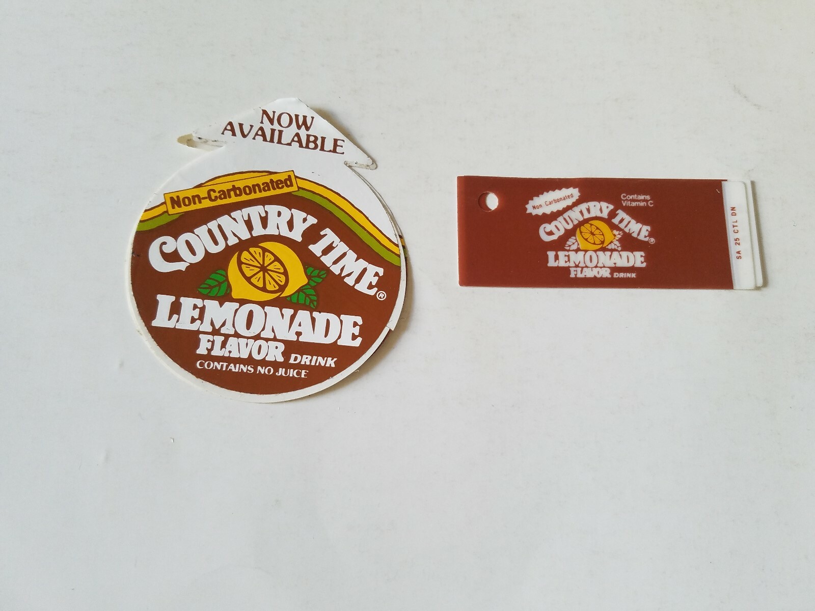 Country Time Lemonade -Lot of 2 different plastic vending machine tags ...