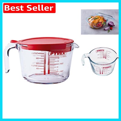 Chic 1 Liter Glass Measuring Jar with Lid – Ideal for Baking and ...