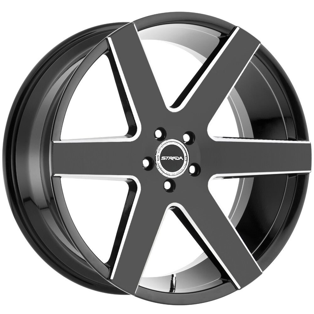(Set of 4) Strada S60 Coda 22x9.5 5x150 +28mm Black/Milled Wheels Rims ...