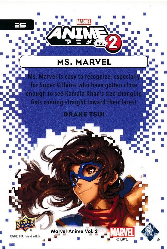 #25 MS. MARVEL 2023 Upper Deck Marvel Anime Vol 2 THATCHED FOIL DRAKE ...