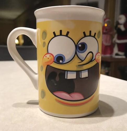 SPONGEBOB SQUAREPANTS COFFE TEA MUG CUP 2012 VIACOM YELLOW FACE ...