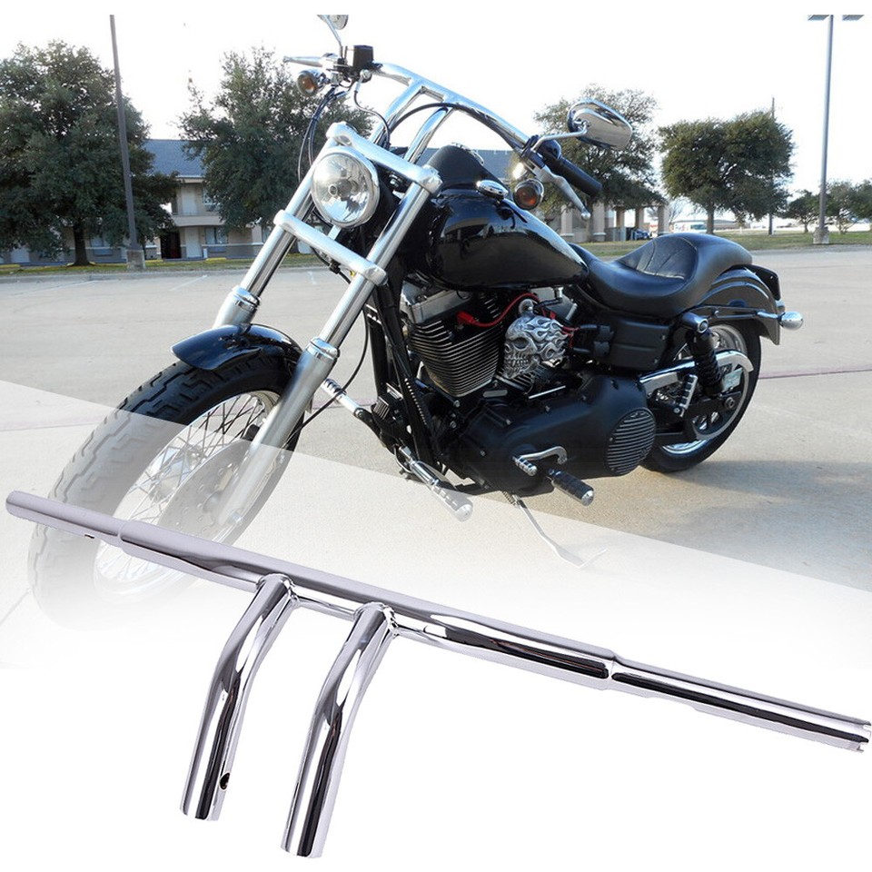 Motorcycle Fat 1'' Chrome 8" Rise Pullback T-Bars Handlebars Drag For ...