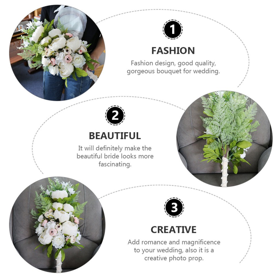 Simulated Peony Hand-held Flowers Bride Bridal Bouquets Wedding Floral ...