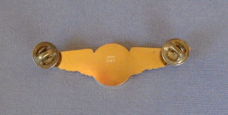 US Navy, Naval Aviation Observer wings, 2 3/4 in., marked 1/20 10K 250 ...