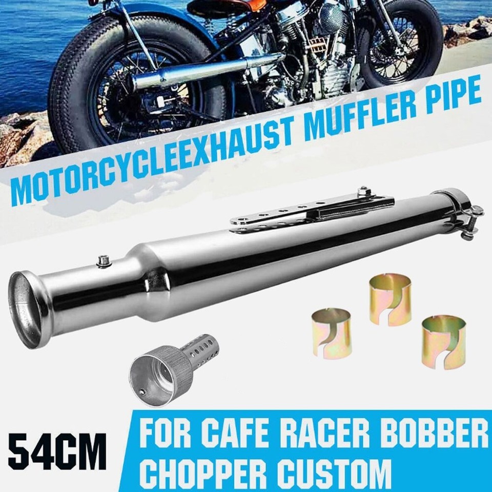 54cm Chrome Motorcycle Cocktail Shaker Bell End Exhaust Muffler Pipe W ...
