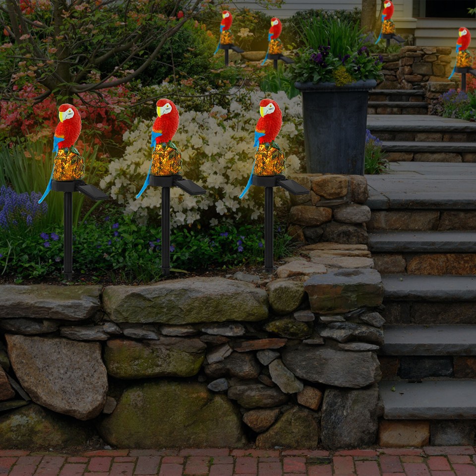 Novelty Solar Garden Lights Owl Parrot Animal Bird Outdoor LED Decor ...