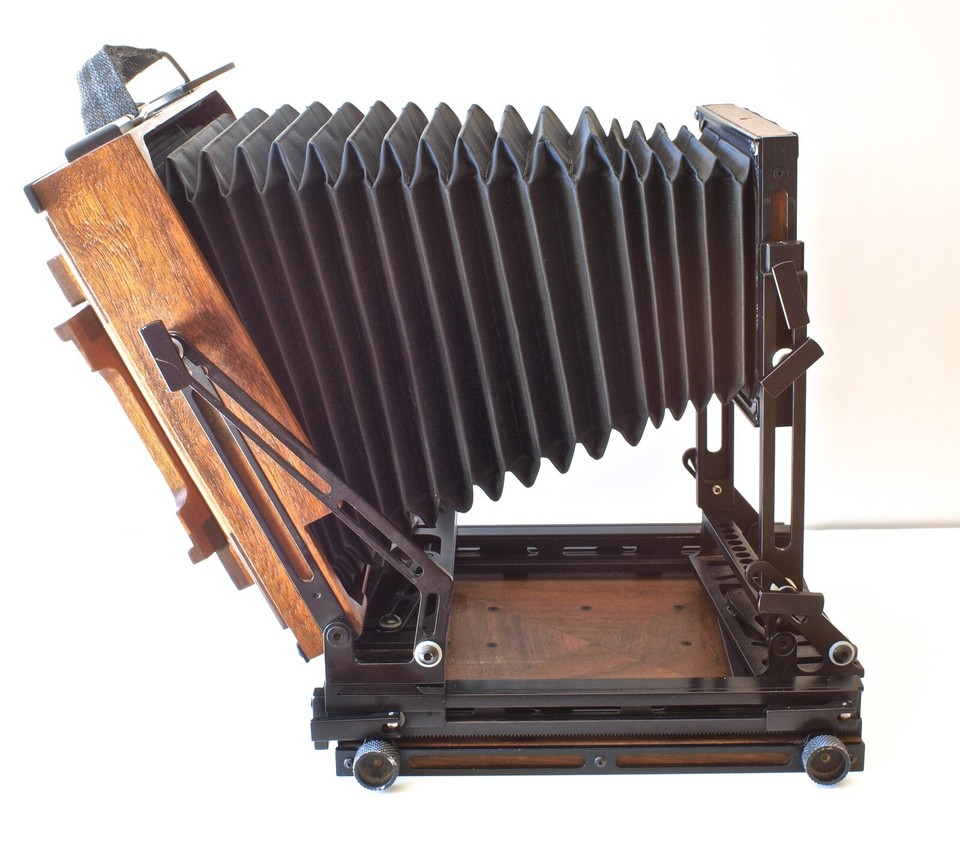 K.B.CANHAM 4x5 WOODEN FIELD CAMERA W/ WIDE ANGLE BELLOWS & DARK CLOTH ...