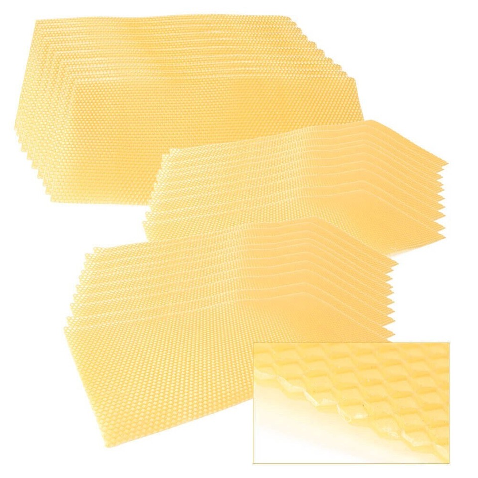 30X Yellow Honeycomb Wax Frames Beekeeping Foundation Honey Hive ...