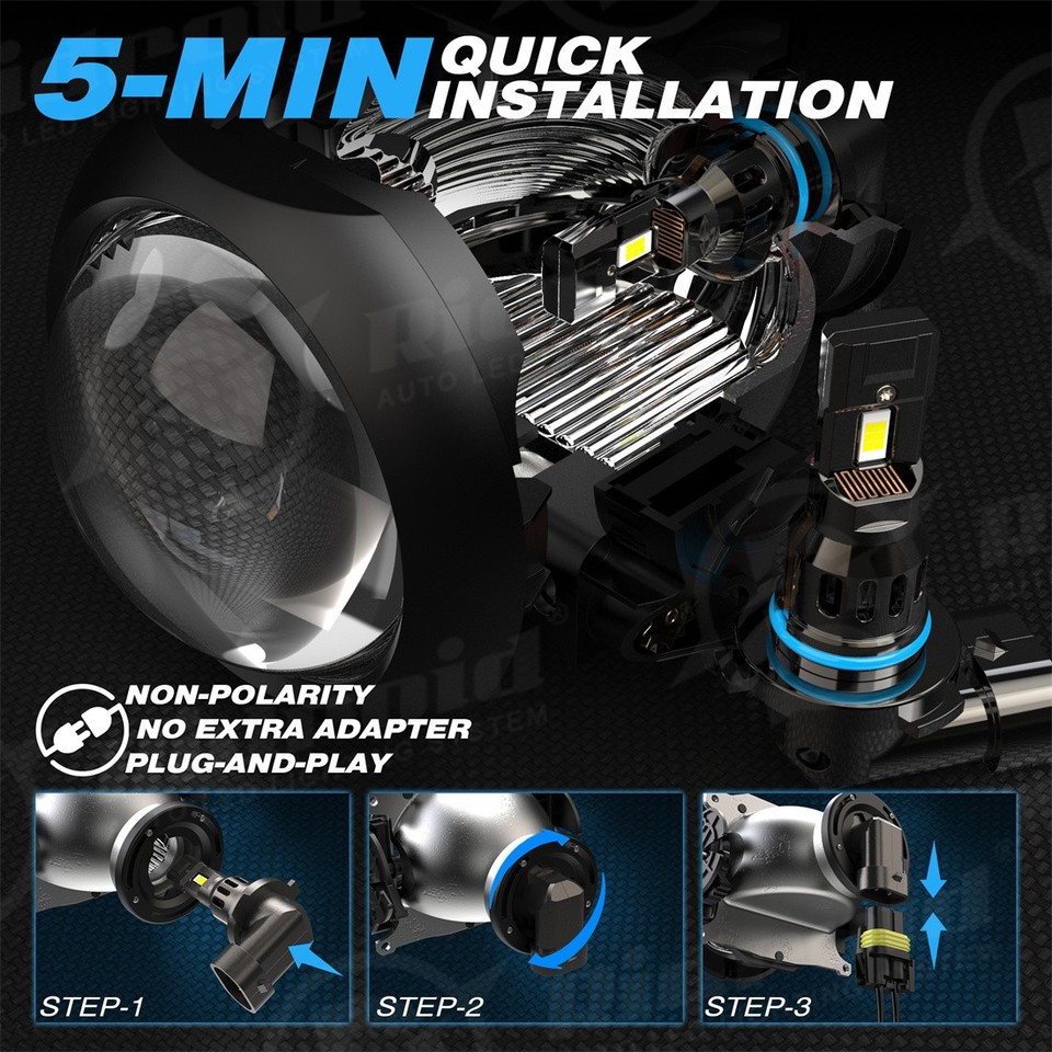 LED Headlight Bulbs Combo Kit 9005 + H11 High Low Beam 6000K White ...