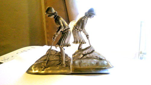 Pair of Vintage 1992 Seagull Pewteryoung girl in flip Golfer Book Ends ...