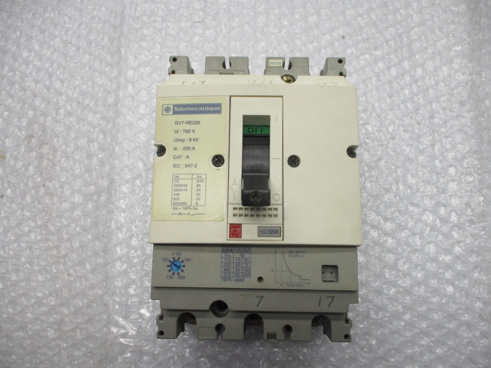 TELEMECANIQUE GV7-RE220 BREAKER UNMP | eBay