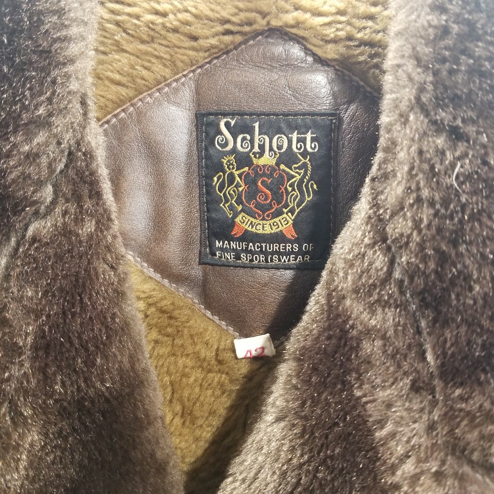 VINTAGE SCHOTT BROS 60s 70s BROWN LEATHER PEACOAT Tre… - Gem