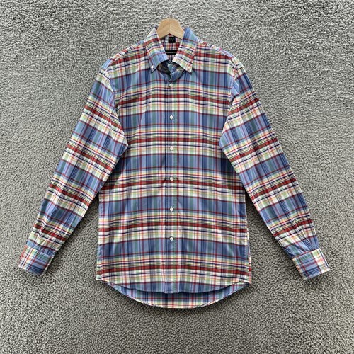 Bergdorf Goodman Shirt Mens Small Blue Colorful Plaid Preppy Italy ...