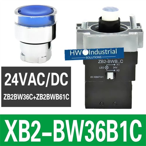 2/Piece NEW XB2BW36B1C XB2-BW36B1C 24V Blue with Light Self Reset ...
