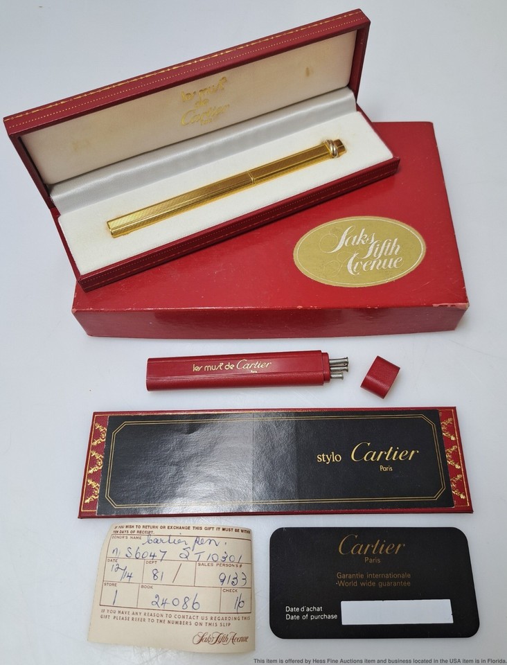 Immaculate Genuine Cartier Stylo Pen Box Papers From Saks 5th Avenue Full Kit | eBay